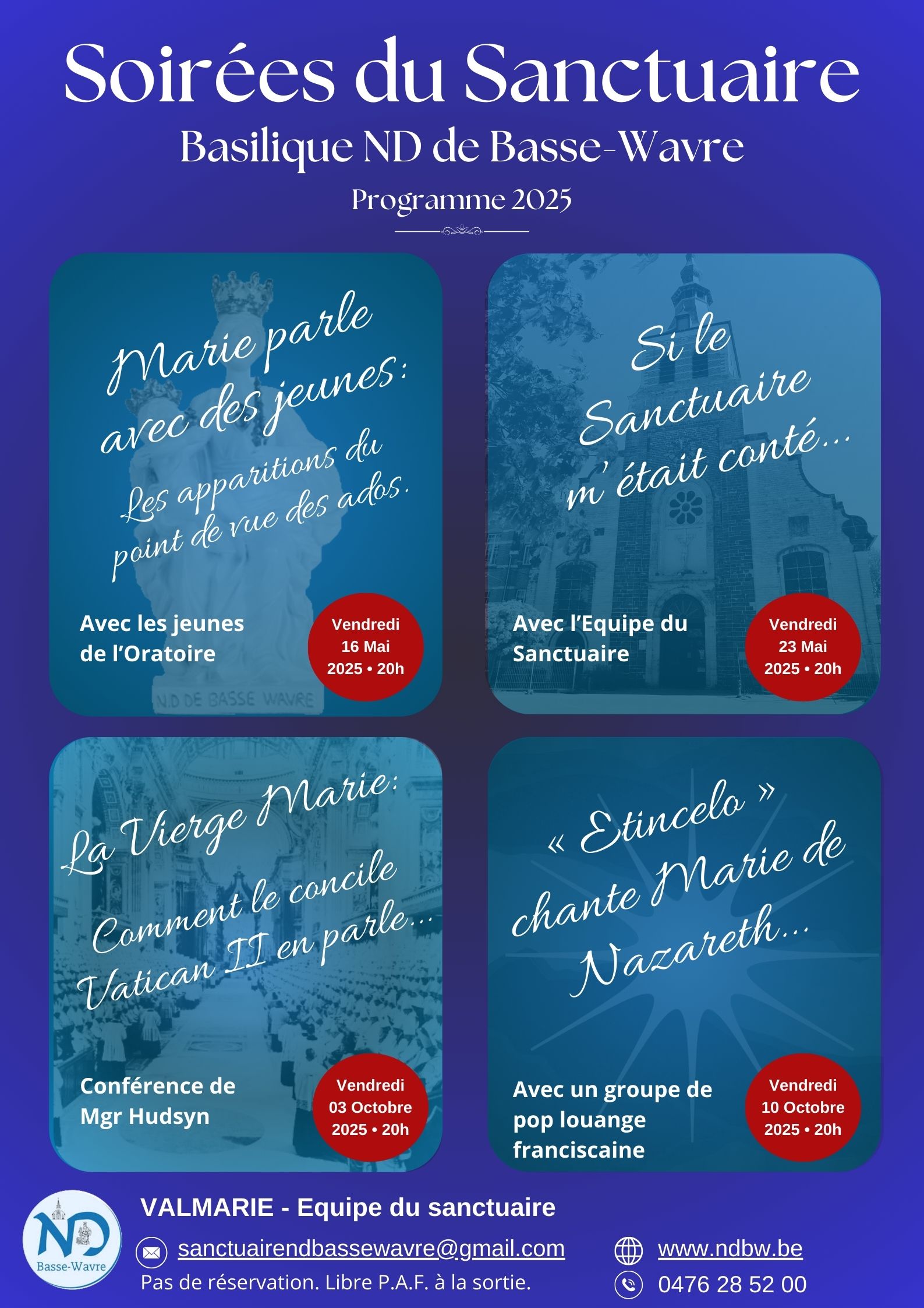 Soirées du Sanctuaire 2025 – Notre-Dame de Basse-Wavre